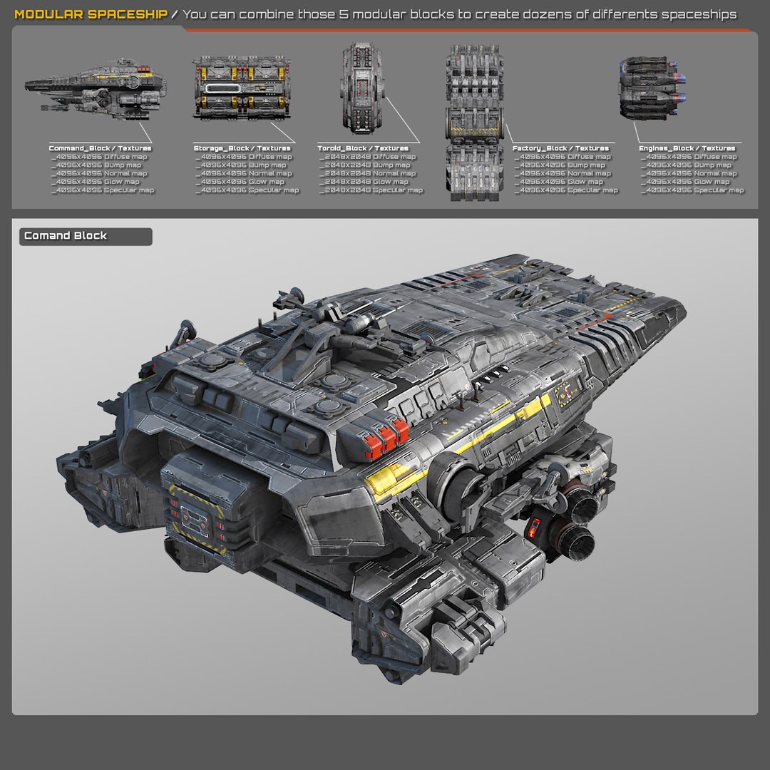 3D Modular Spaceship - TurboSquid 1178058