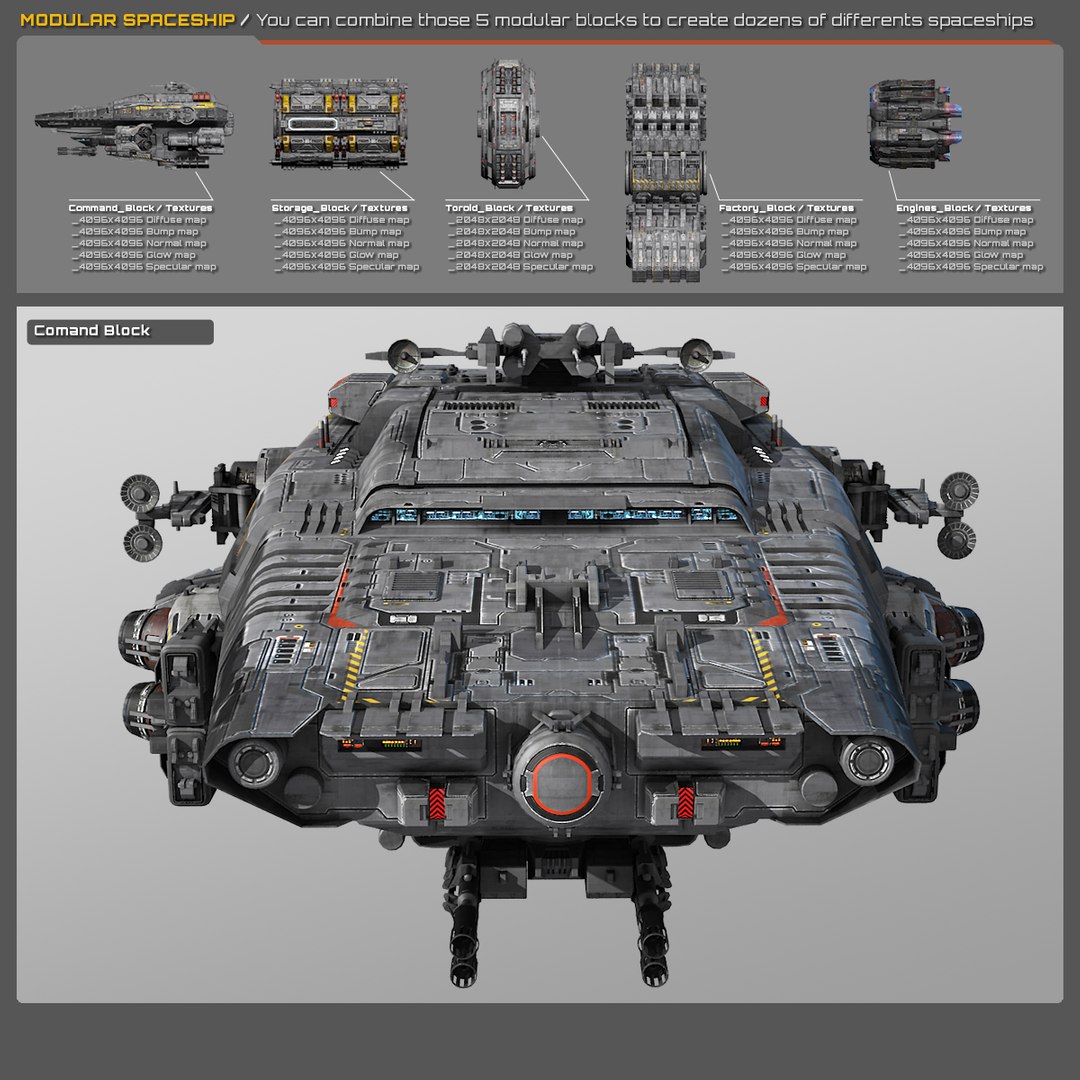 3D Modular Spaceship - TurboSquid 1178058