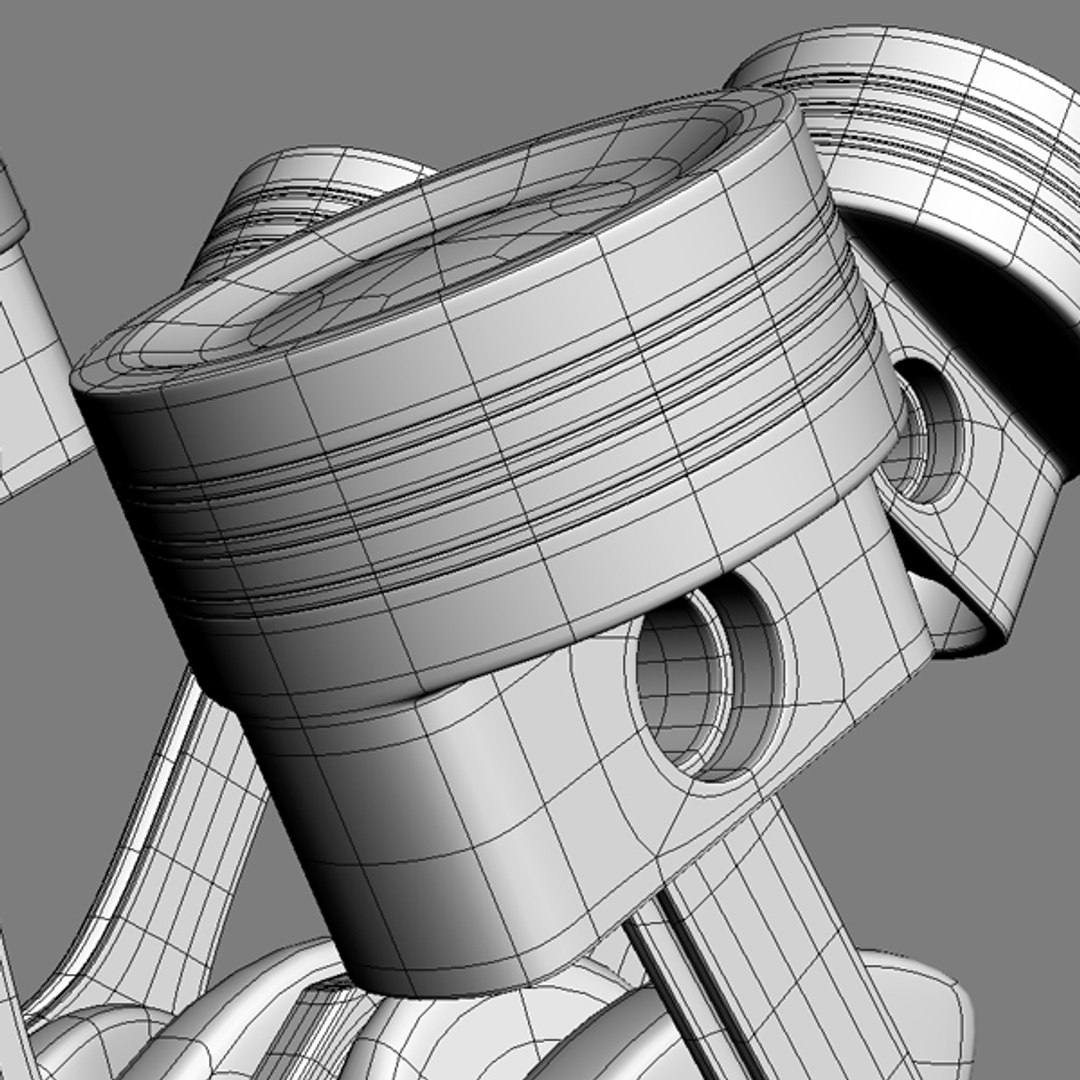 Animation V8 Engine Cylinders Obj