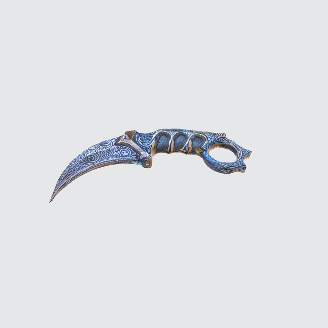 3D Ornate Blue Karambit Knife - TurboSquid 2266028