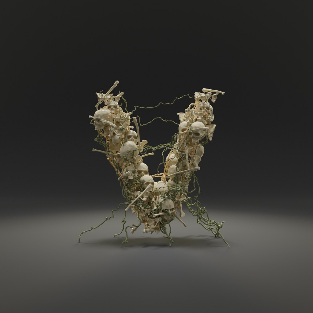 3D Model Letter V Bones Skeleton - TurboSquid 1546310