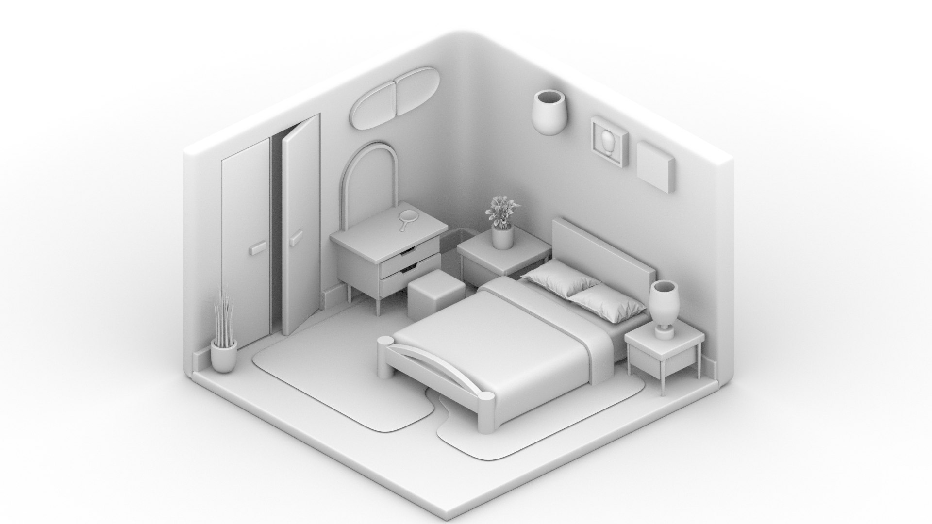 3D Model ISOMETRIC BEDROOM ROOM - TurboSquid 2314712