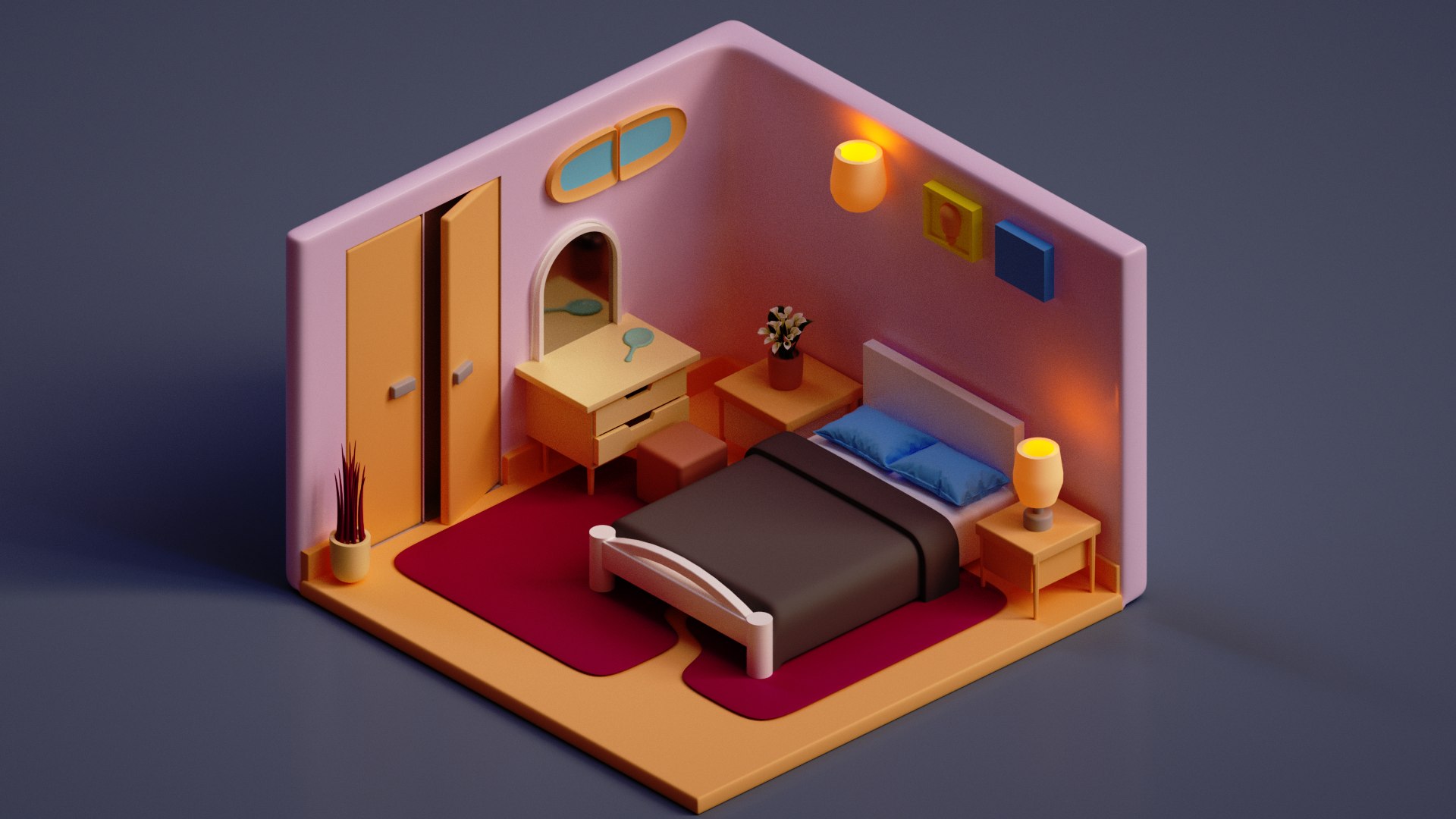3D Model ISOMETRIC BEDROOM ROOM - TurboSquid 2314712