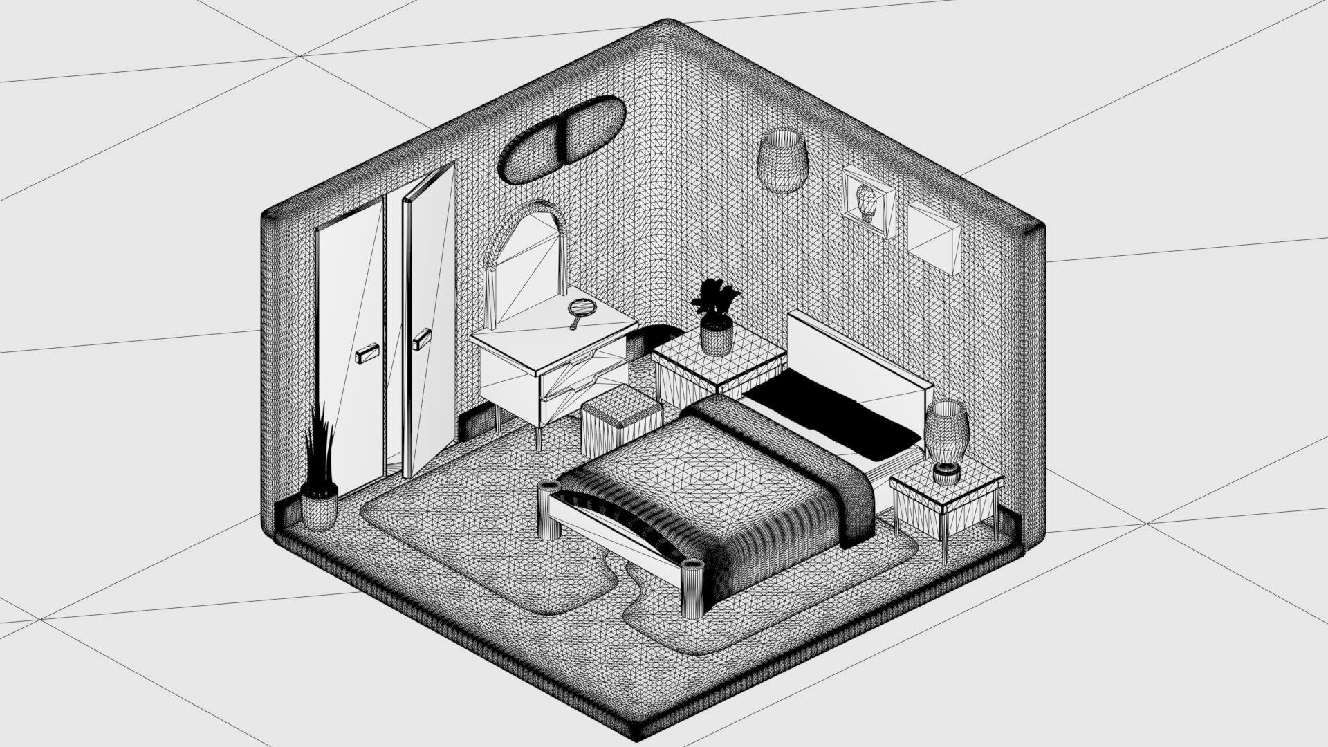 3D Model ISOMETRIC BEDROOM ROOM - TurboSquid 2314712