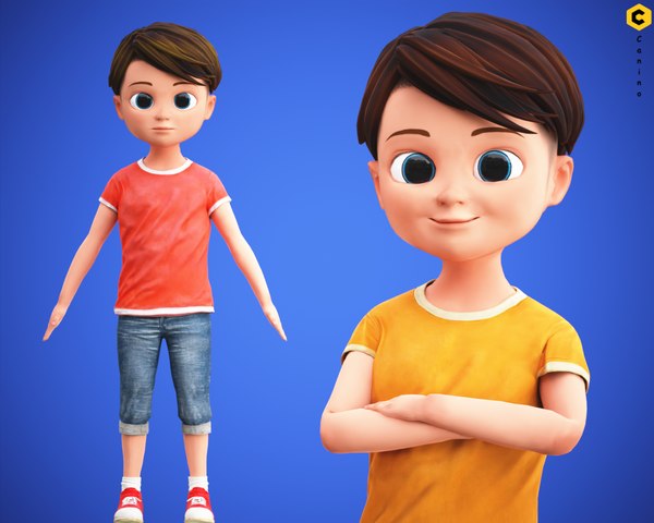 Stylized Cartoon Boy Character Rigged1 Modelo 3D - TurboSquid 1980333