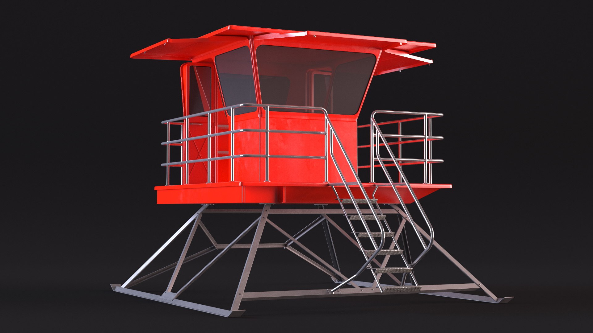 3D Red House Lifeguard - TurboSquid 2137045