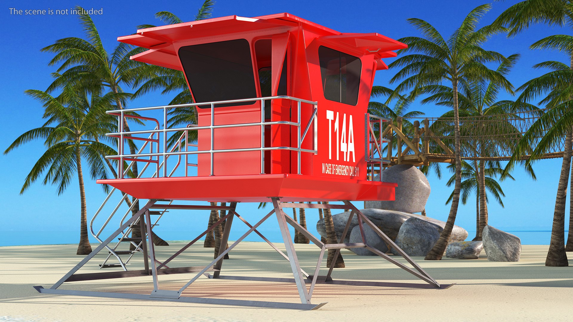 3D Red House Lifeguard - TurboSquid 2137045