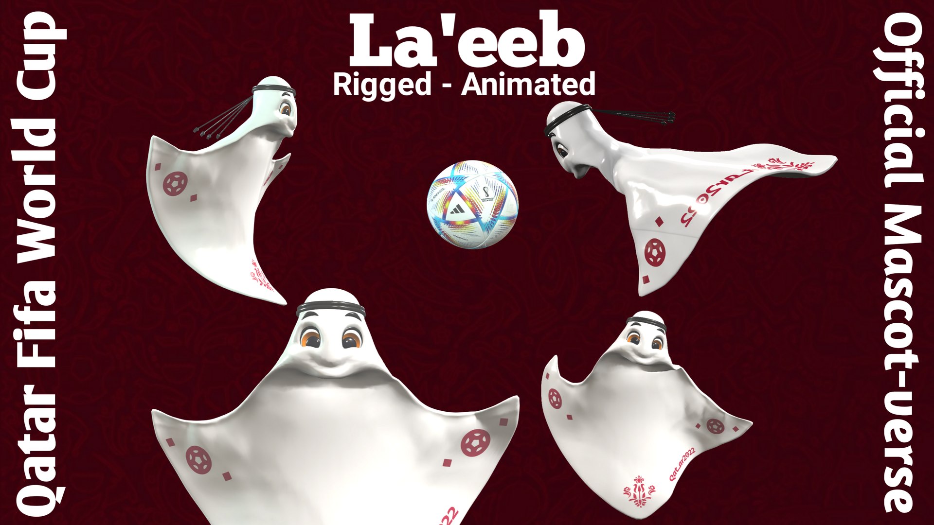 modelo 3d Laeeb Rigged Qatar FWC22 Official Mascot 3D Model ...