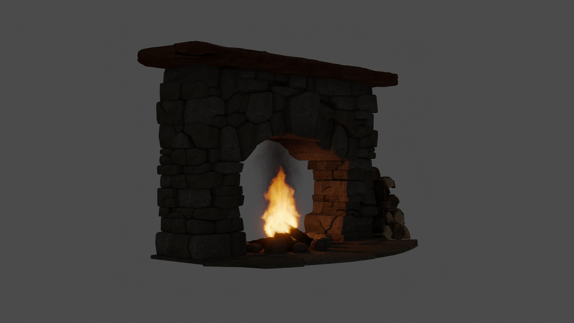 3D Stone Fireplace with Fire and Sparks 3D - TurboSquid 2041333