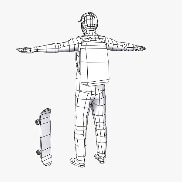 male skater character skate 3d model
