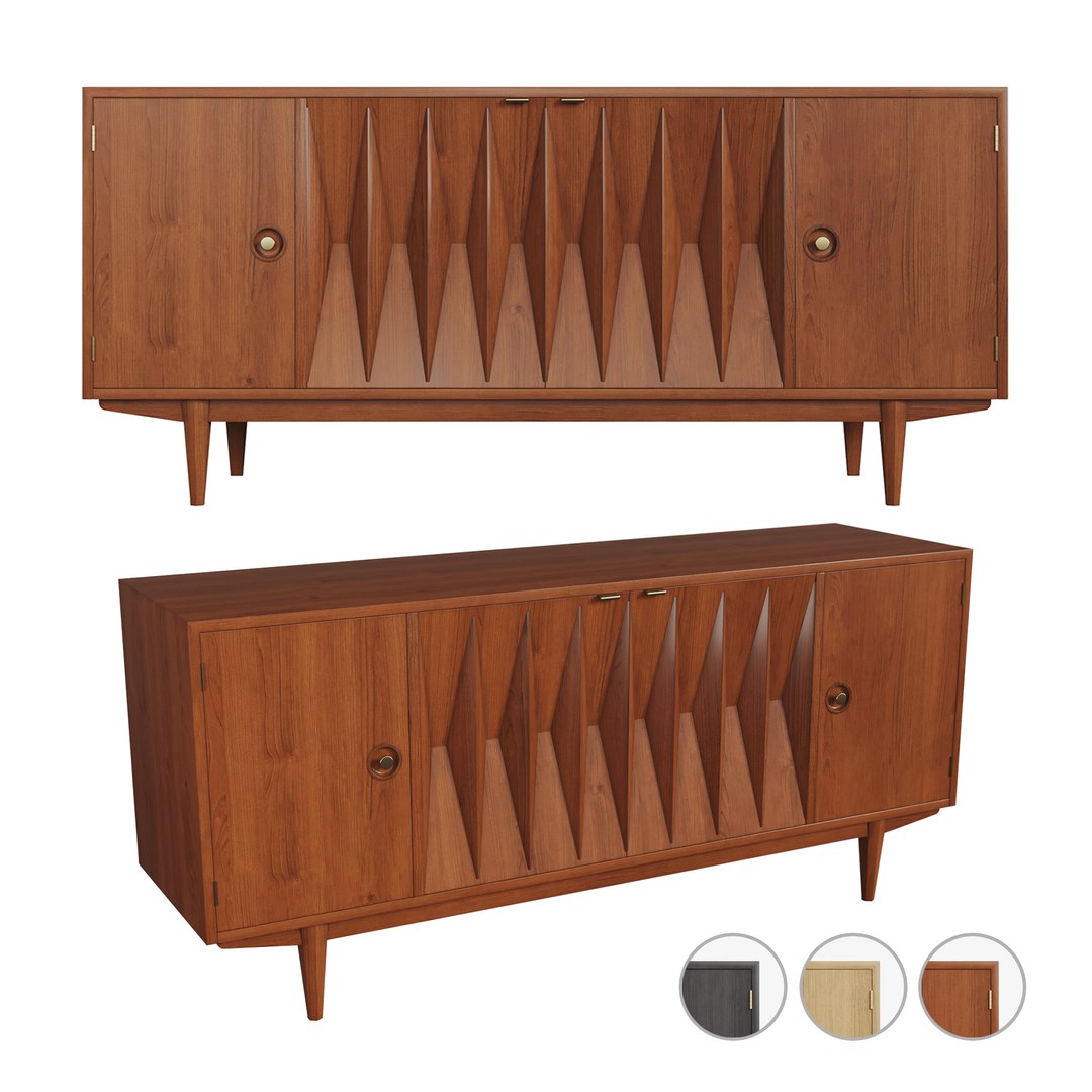 Mid-Century Modern Walnut Buffet 3 Colors 3D Model - TurboSquid 1917061