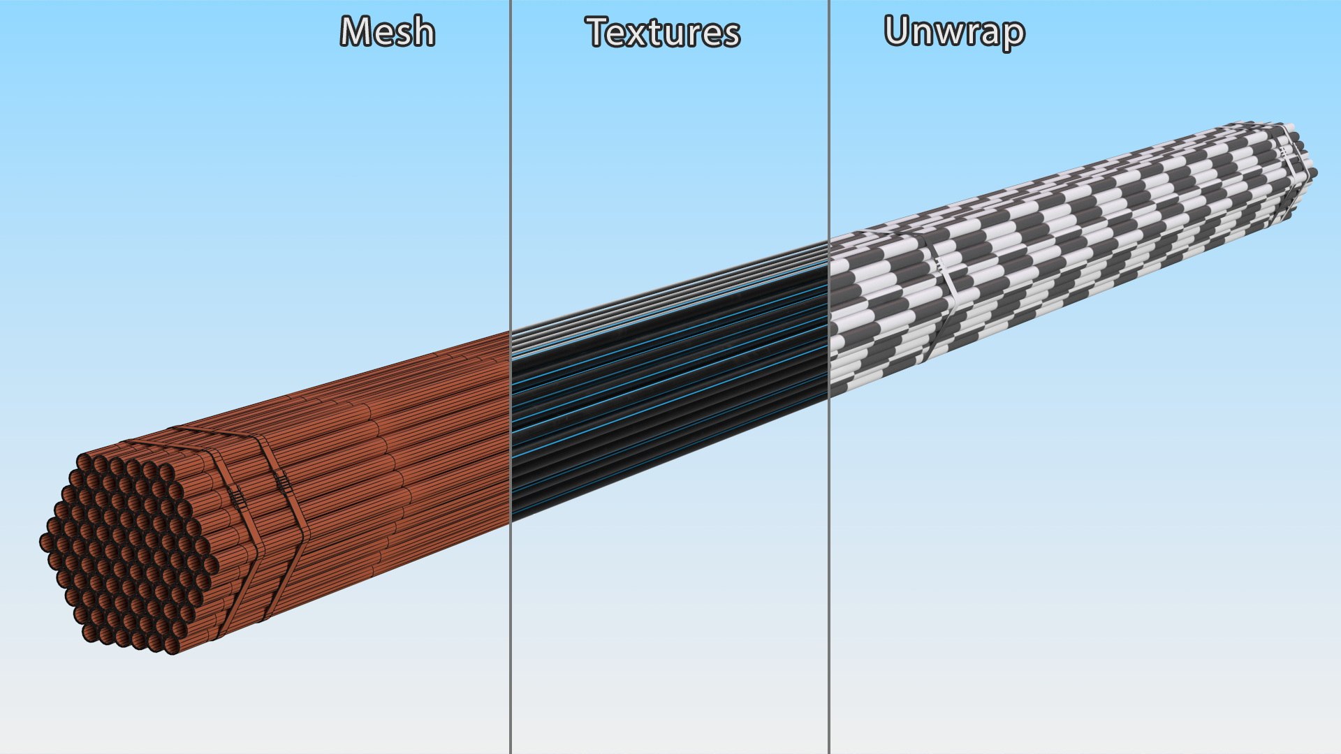 Thin Plastic Pipes Bundle 6 Meters 3D - TurboSquid 2213189