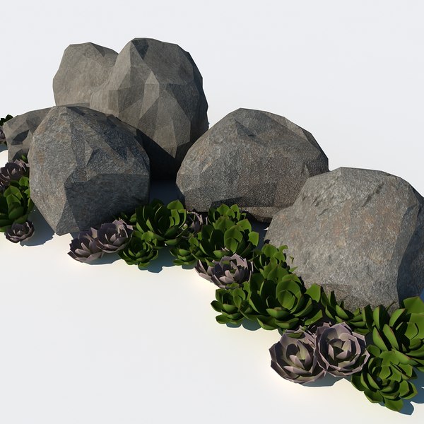 waterfall stream stones 3d model