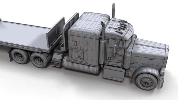 modelo 3d Peterbilt 379 flatbed trailer - TurboSquid 2009077