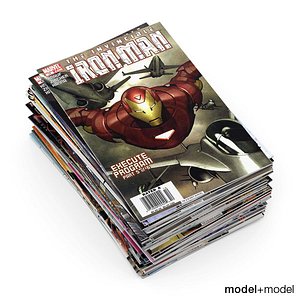 3d model open magazine comic book