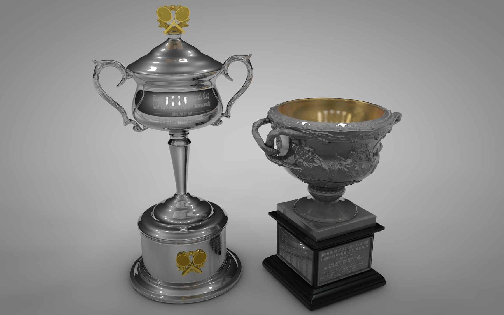 Australian Open 2023 Women and Men Singles Trophy L1924 3D model ...