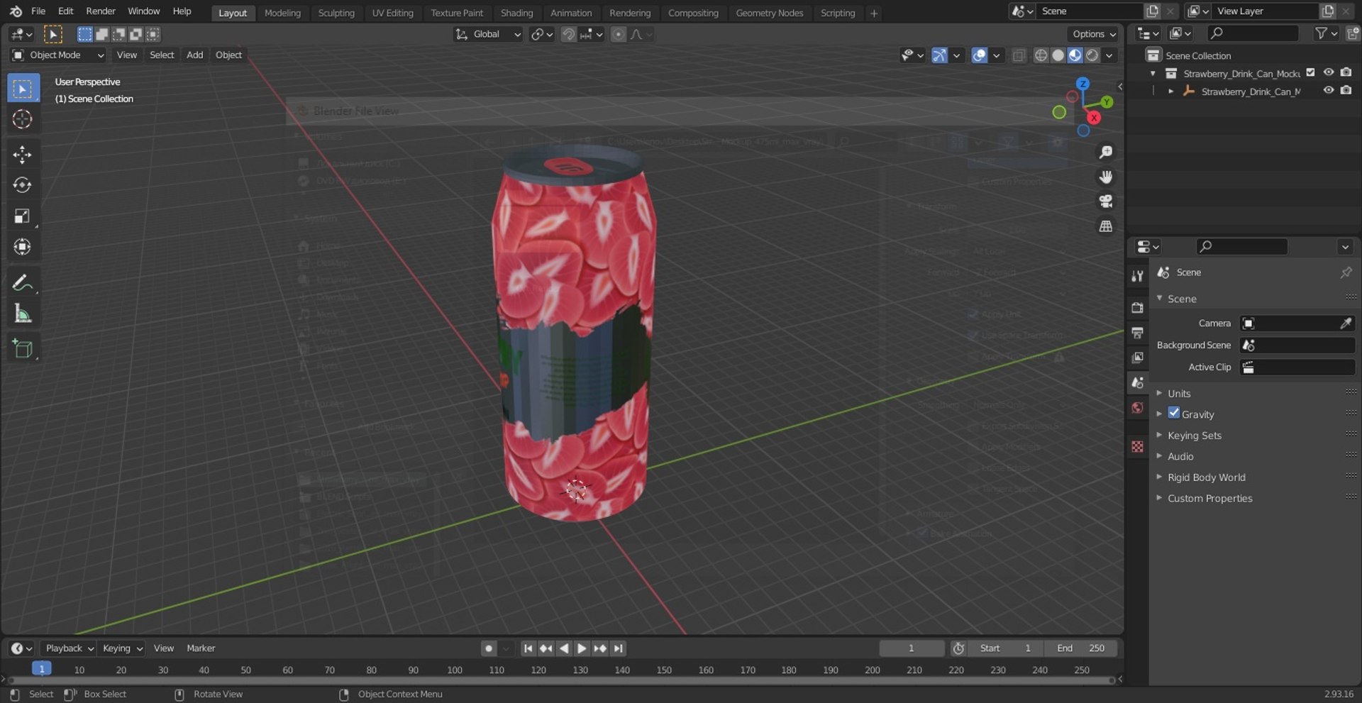 Strawberry Drink Can Mockup 475ml 3D Model - TurboSquid 2059652