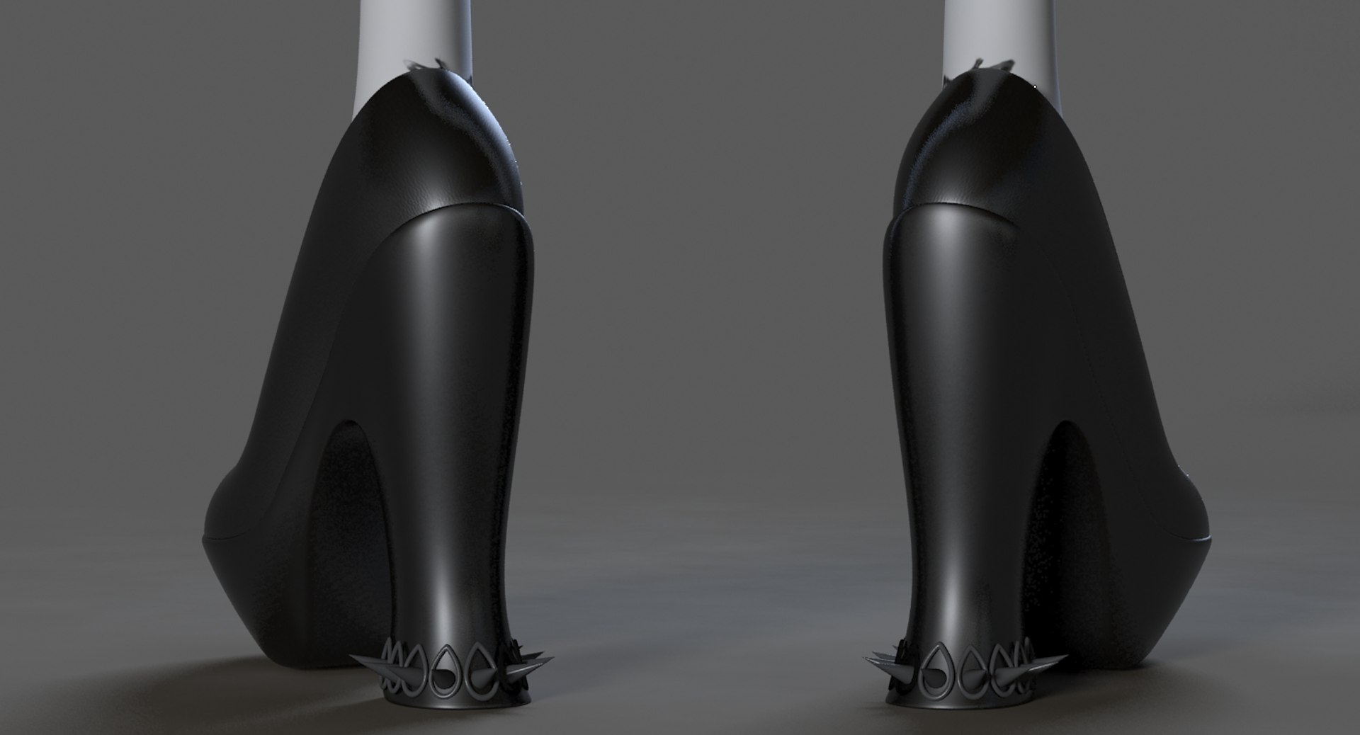 female leather gothic heels 3d model