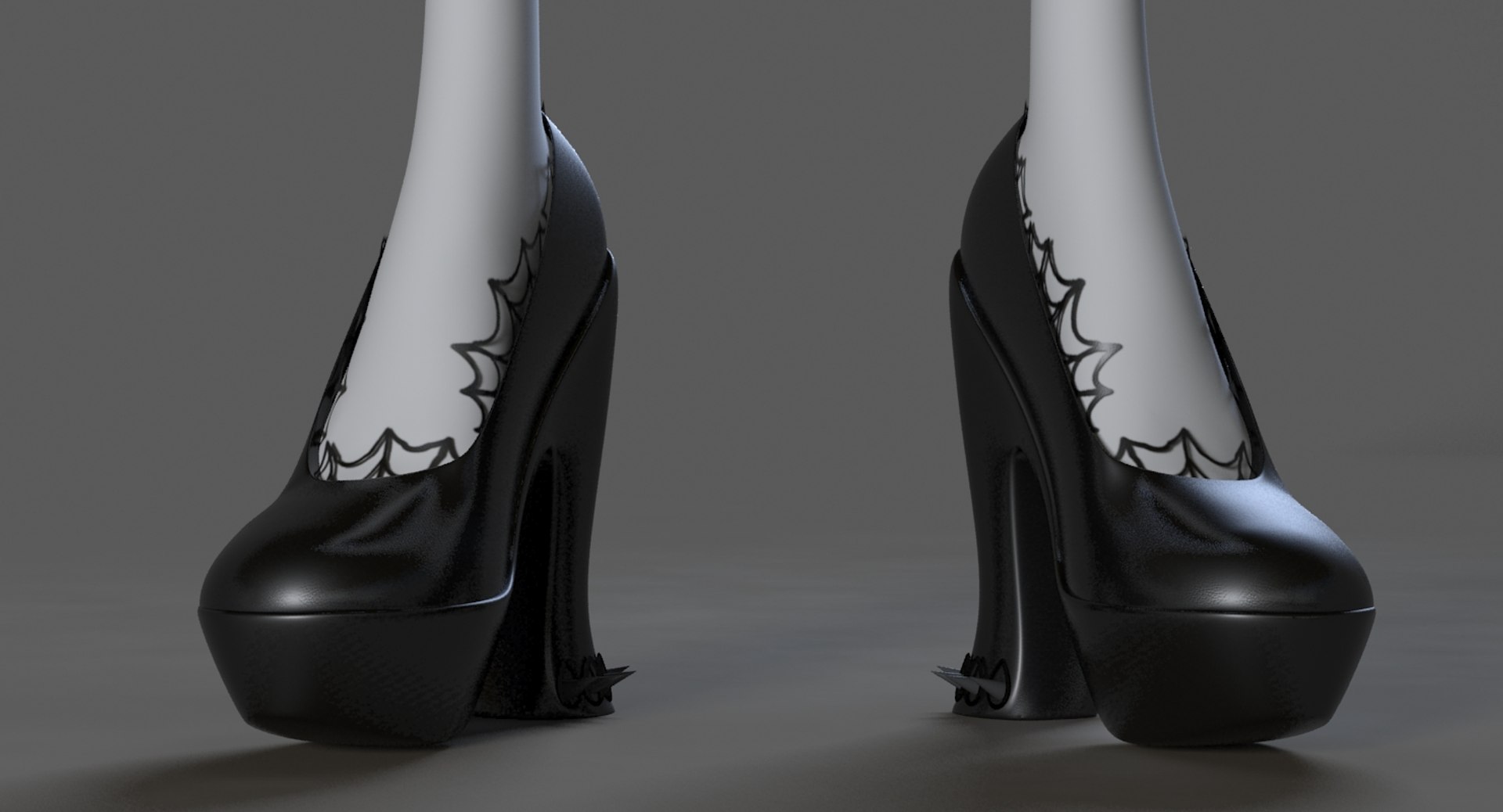 female leather gothic heels 3d model