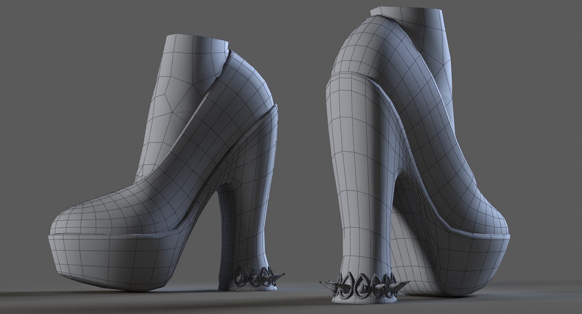 female leather gothic heels 3d model