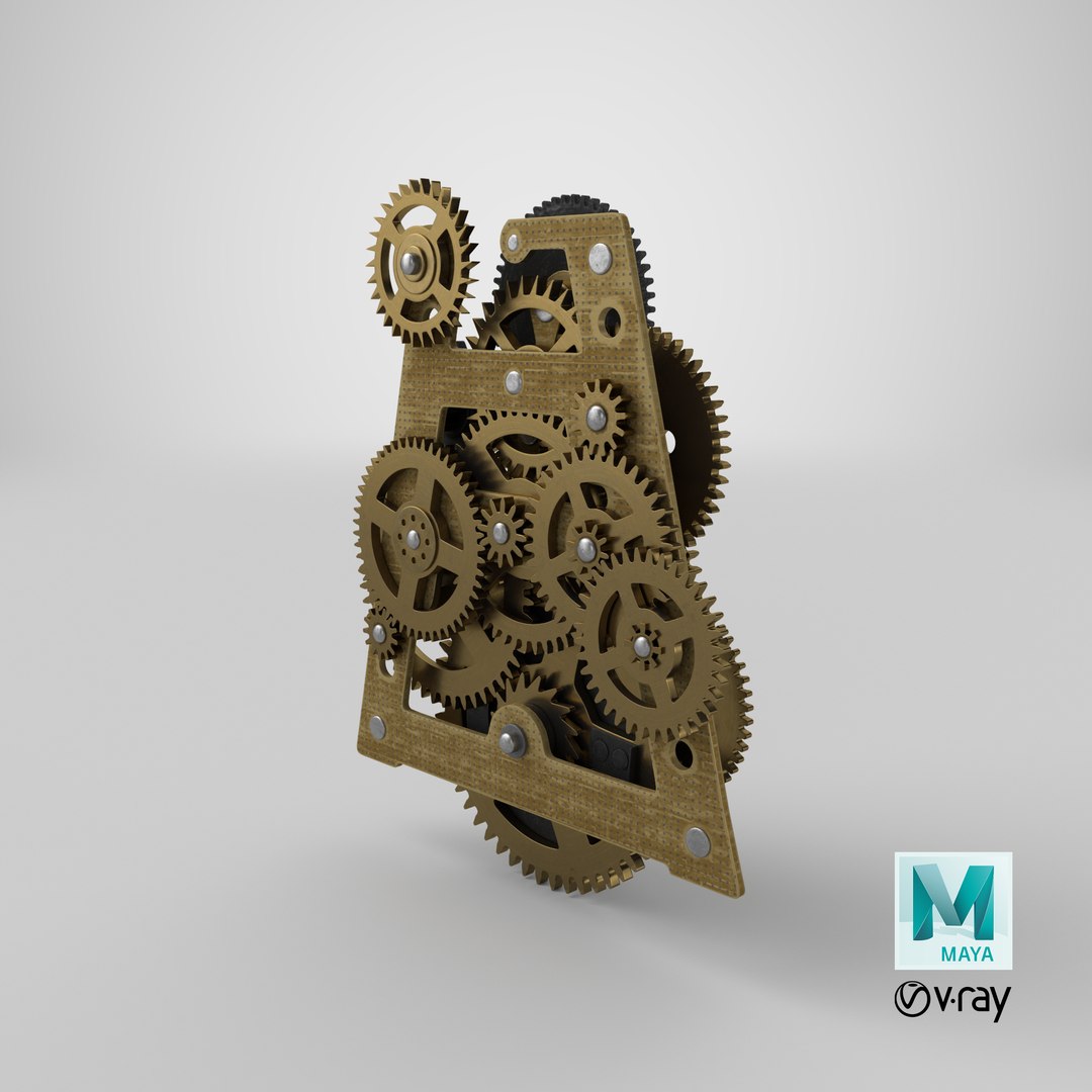 3D model clockwork gears brass clock - TurboSquid 1654920
