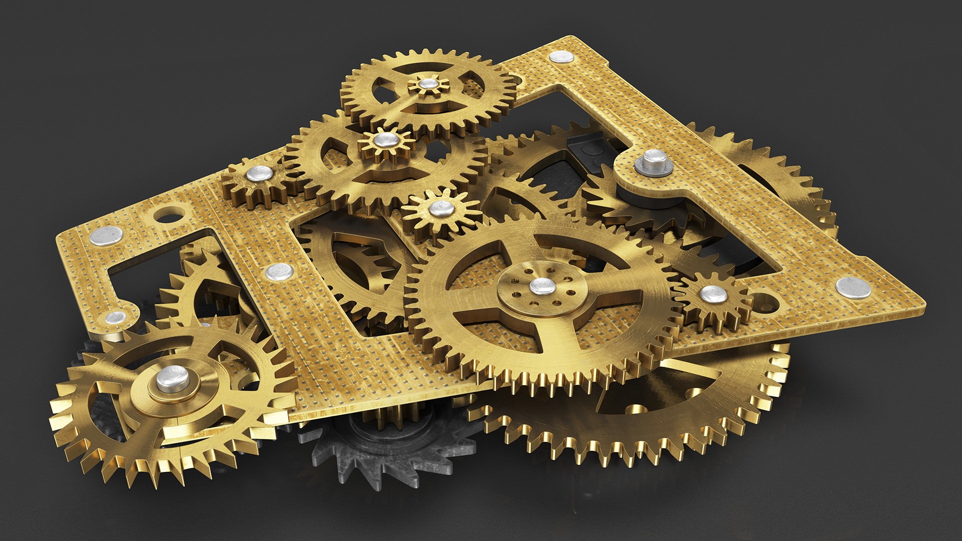 3D model clockwork gears brass clock - TurboSquid 1654920