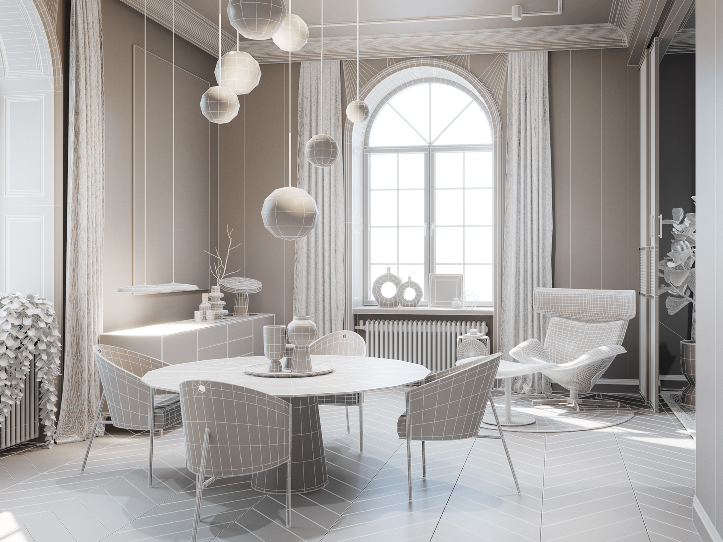 Modern Classic Interior Scene for Cinema 4D and Corona Renderer model ...