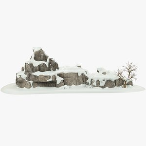 3D model snowy rock snow - TurboSquid 1226750