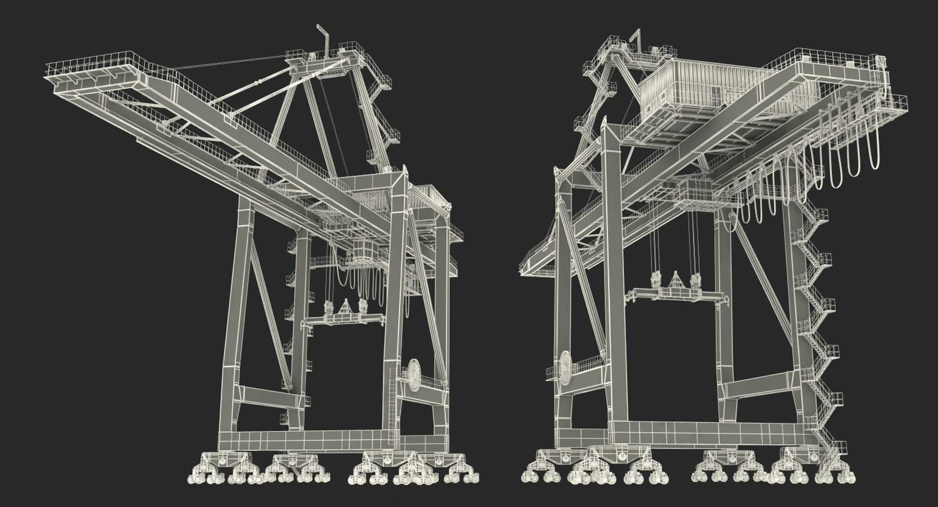 quayside container crane rigged 3d model