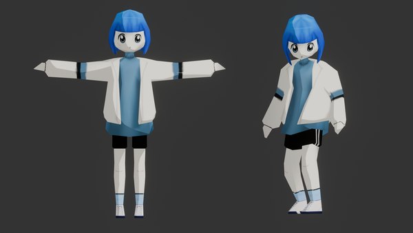 modelo 3d Modelo Anime Girl Low Poly con animación. - TurboSquid 2206555