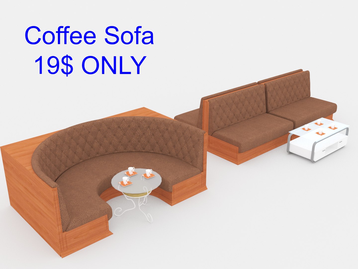 3D Model Sofa Set Coffee - TurboSquid 1236904