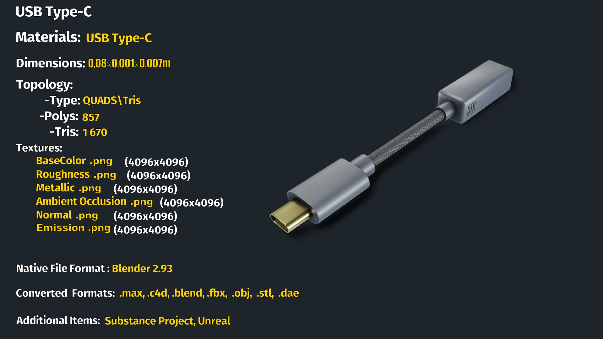USB Type-C 3D Model - TurboSquid 1781743