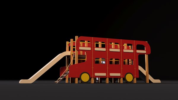 3D Playground Red bus - TurboSquid 1738550