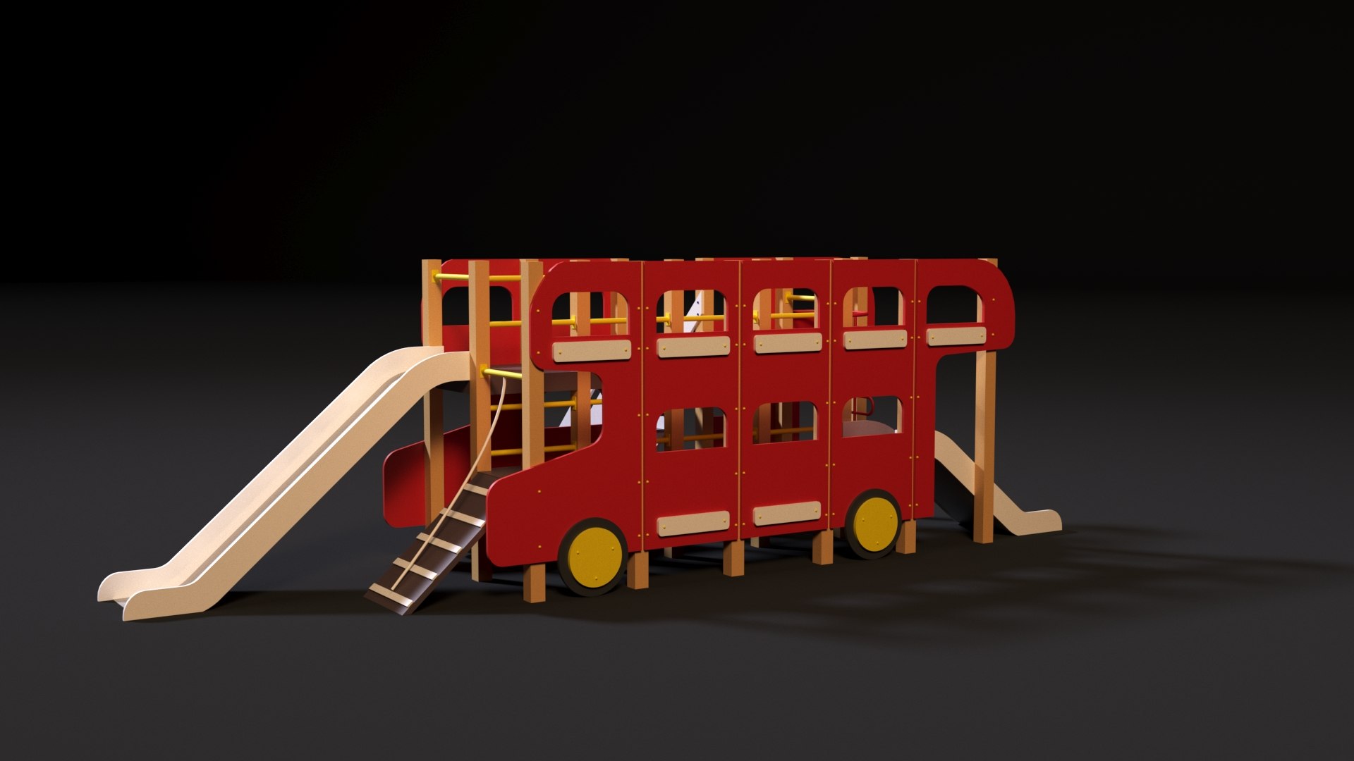 3D Playground Red bus - TurboSquid 1738550