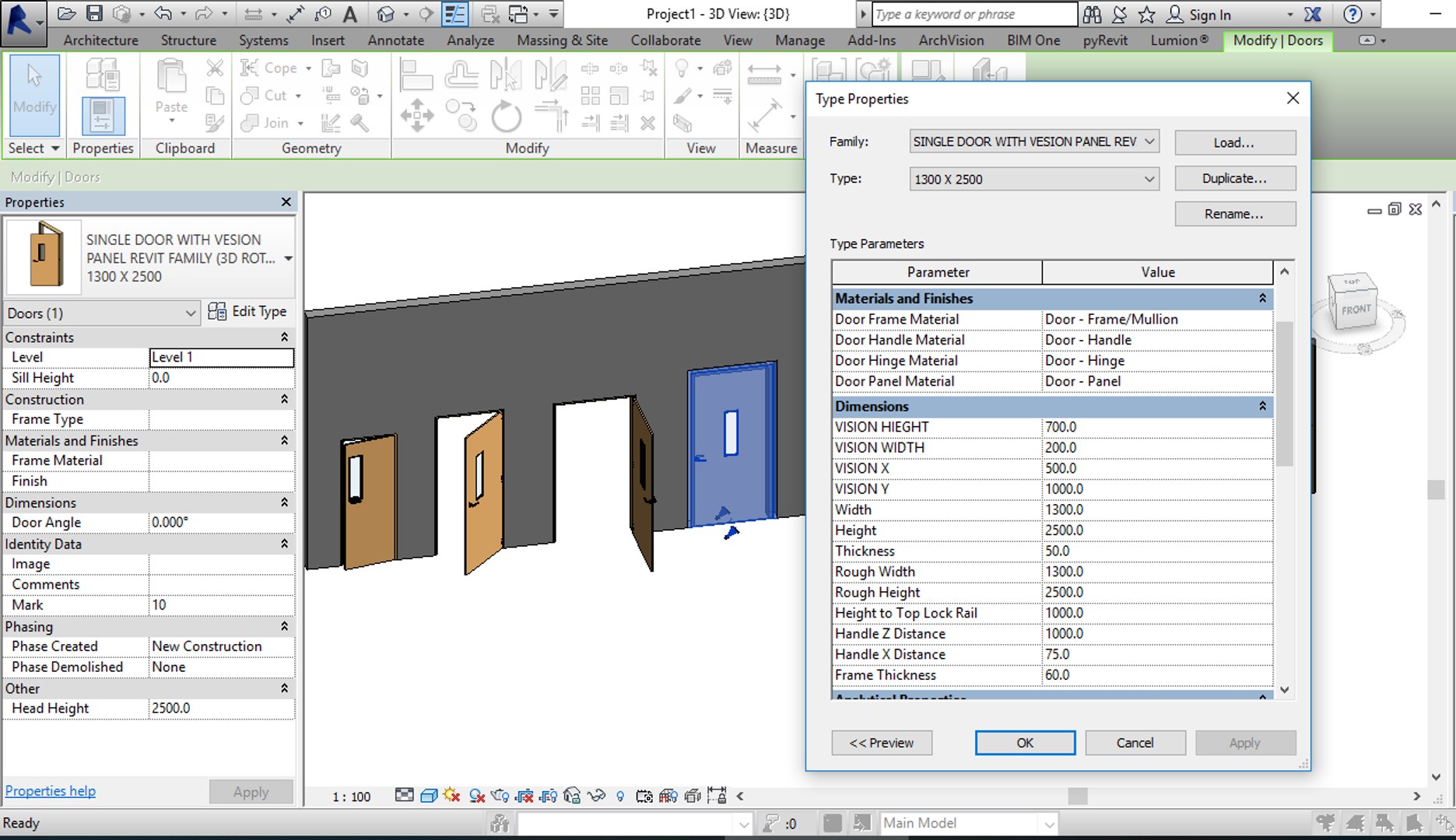 Single Door Revit Family 3D - TurboSquid 1382497