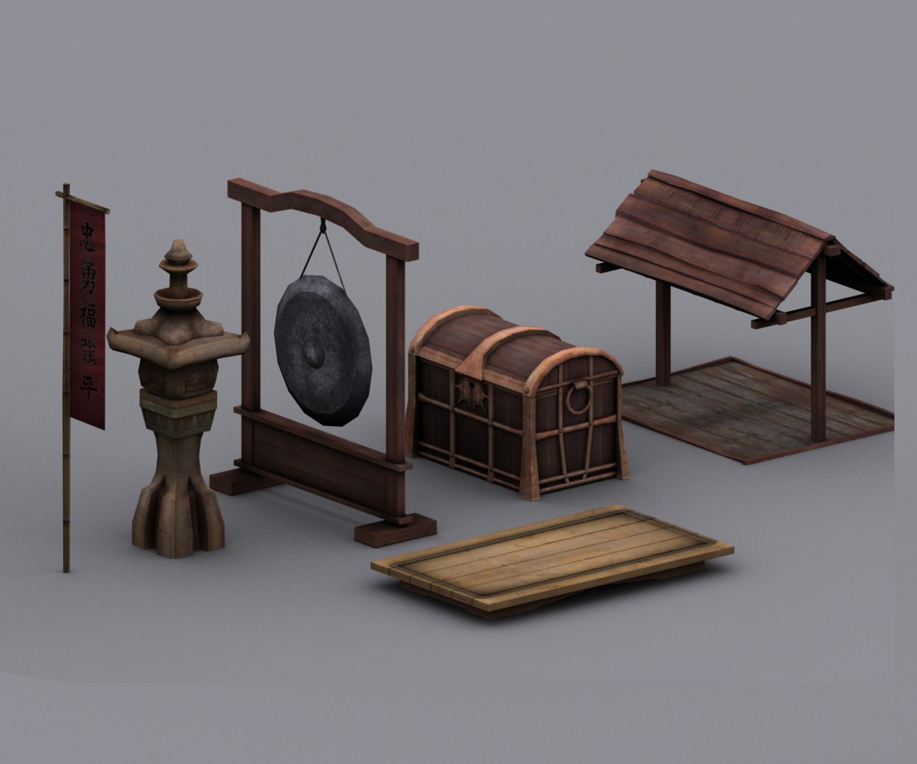 3d Model Edo Town Props Realtime