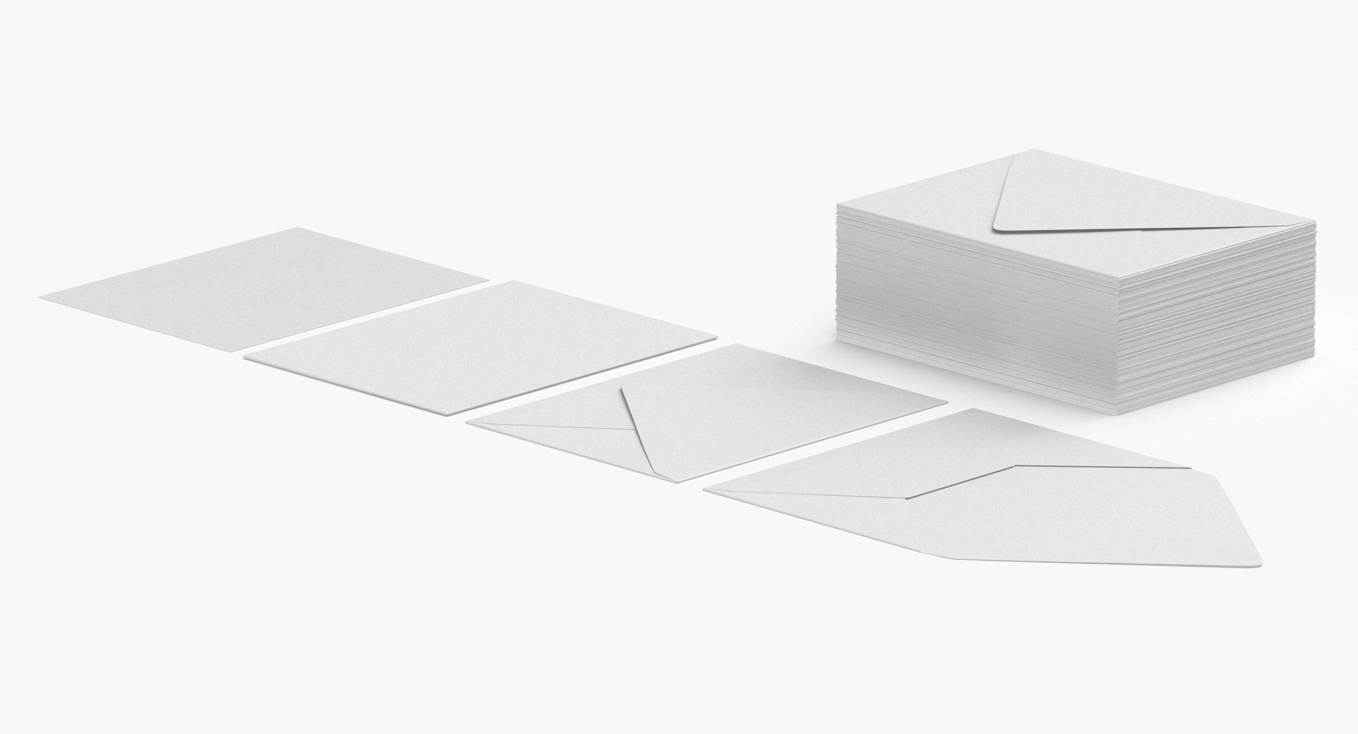 Small Square Envelopes Type 01 Flap Blank And Generic 3D Model ...