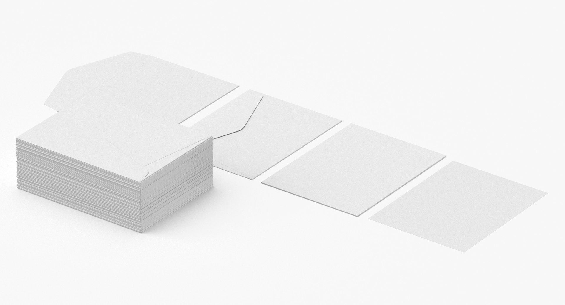 Small Square Envelopes Type 01 Flap Blank And Generic 3D Model ...