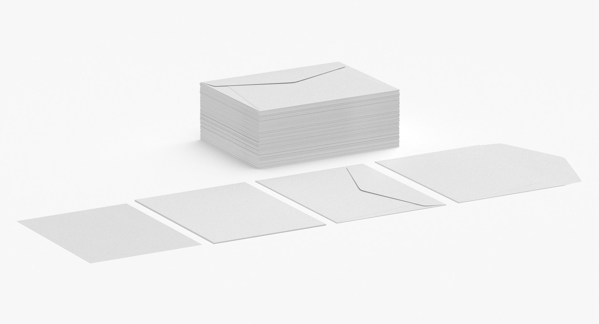 Small Square Envelopes Type 01 Flap Blank And Generic 3D Model ...