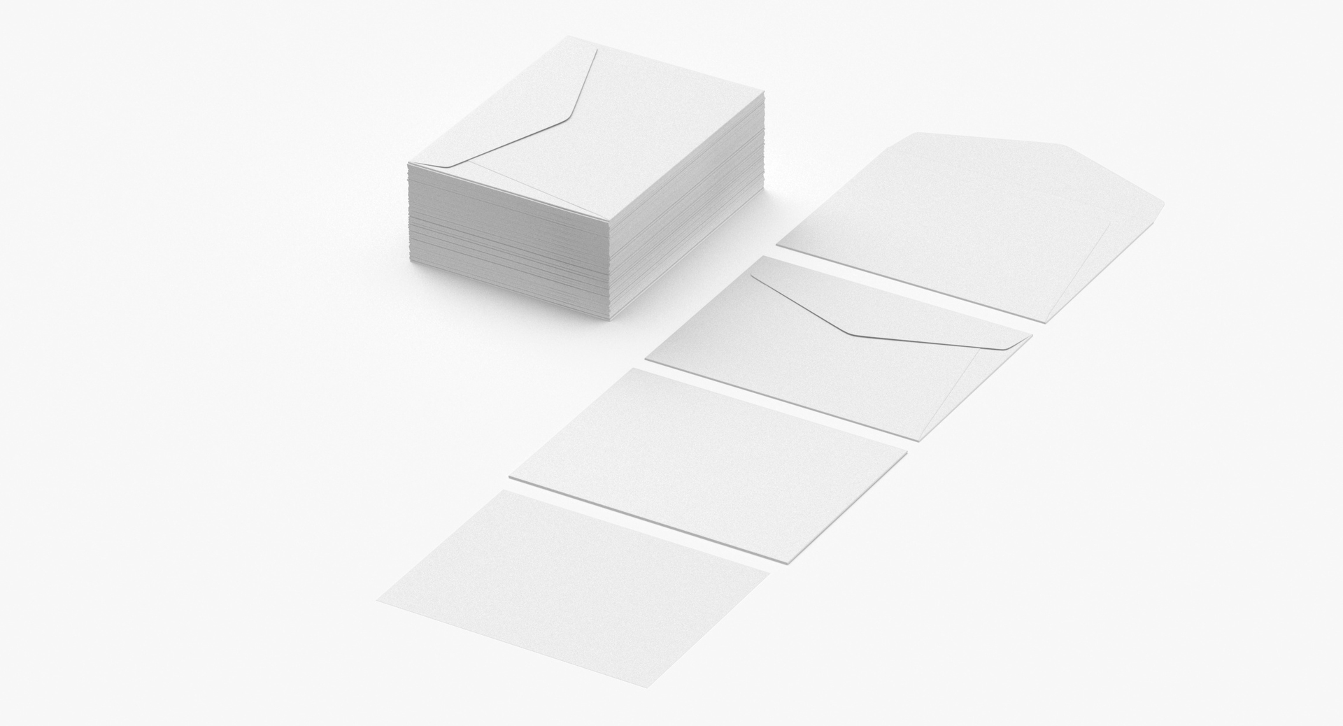 Small Square Envelopes Type 01 Flap Blank And Generic 3D Model ...