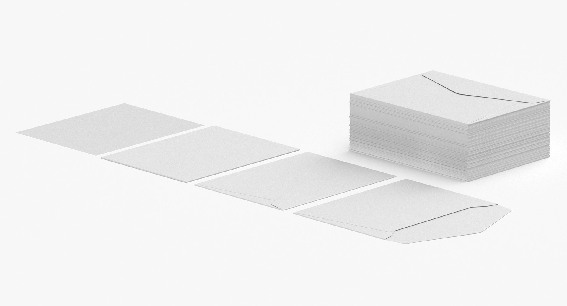 Small Square Envelopes Type 01 Flap Blank And Generic 3D Model ...