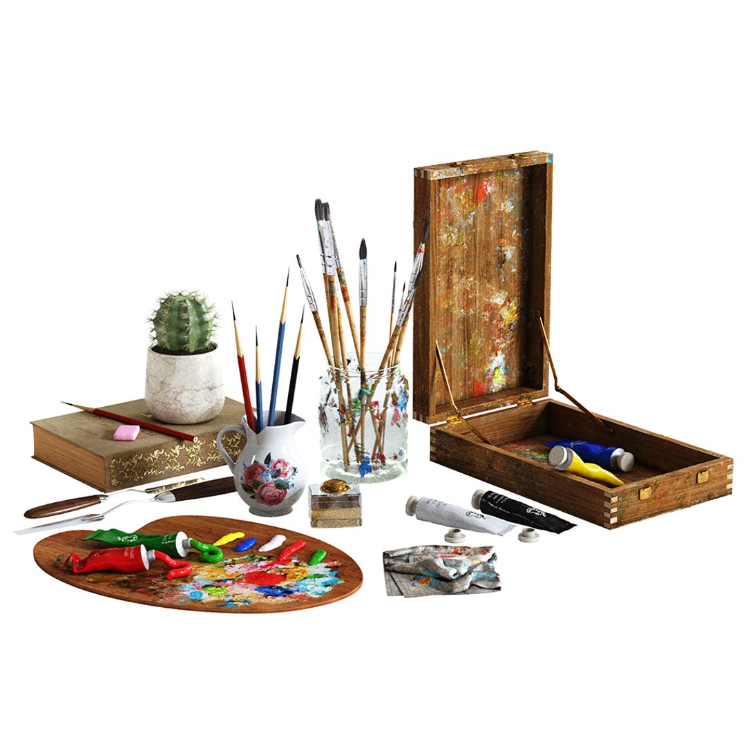 Painting Set 3D Model - TurboSquid 1483019