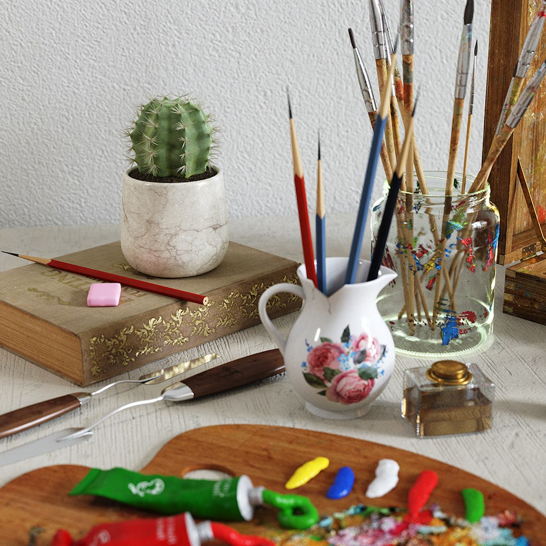 Painting Set 3D Model - TurboSquid 1483019