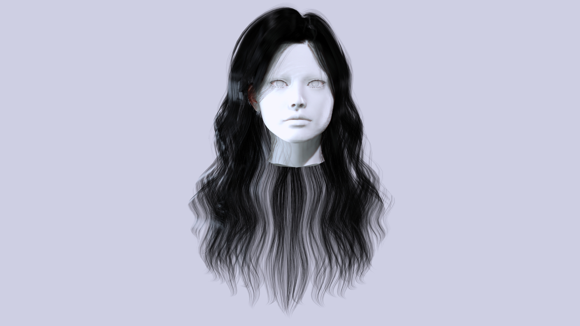 3D Female Wavy Hair Long Low Ply Low-poly - TurboSquid 2139234