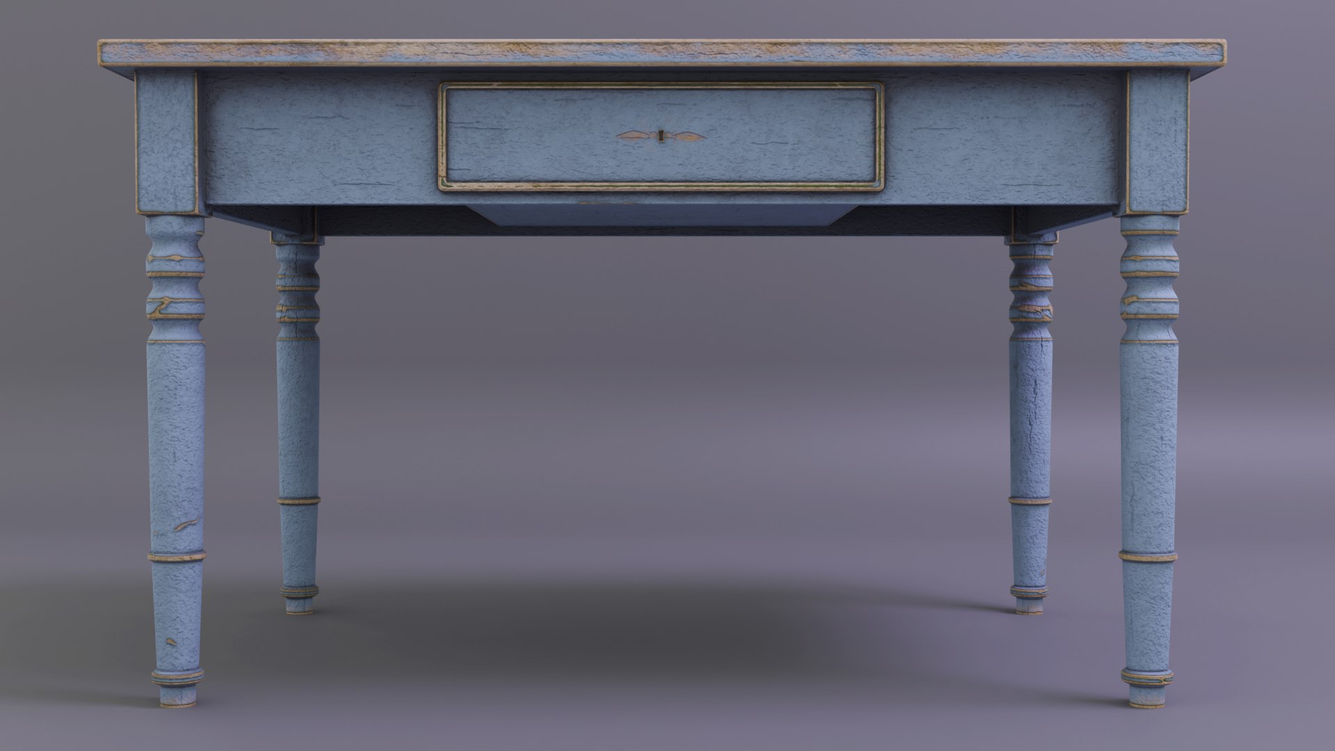 Old Blue Table 3D Model - TurboSquid 2016049