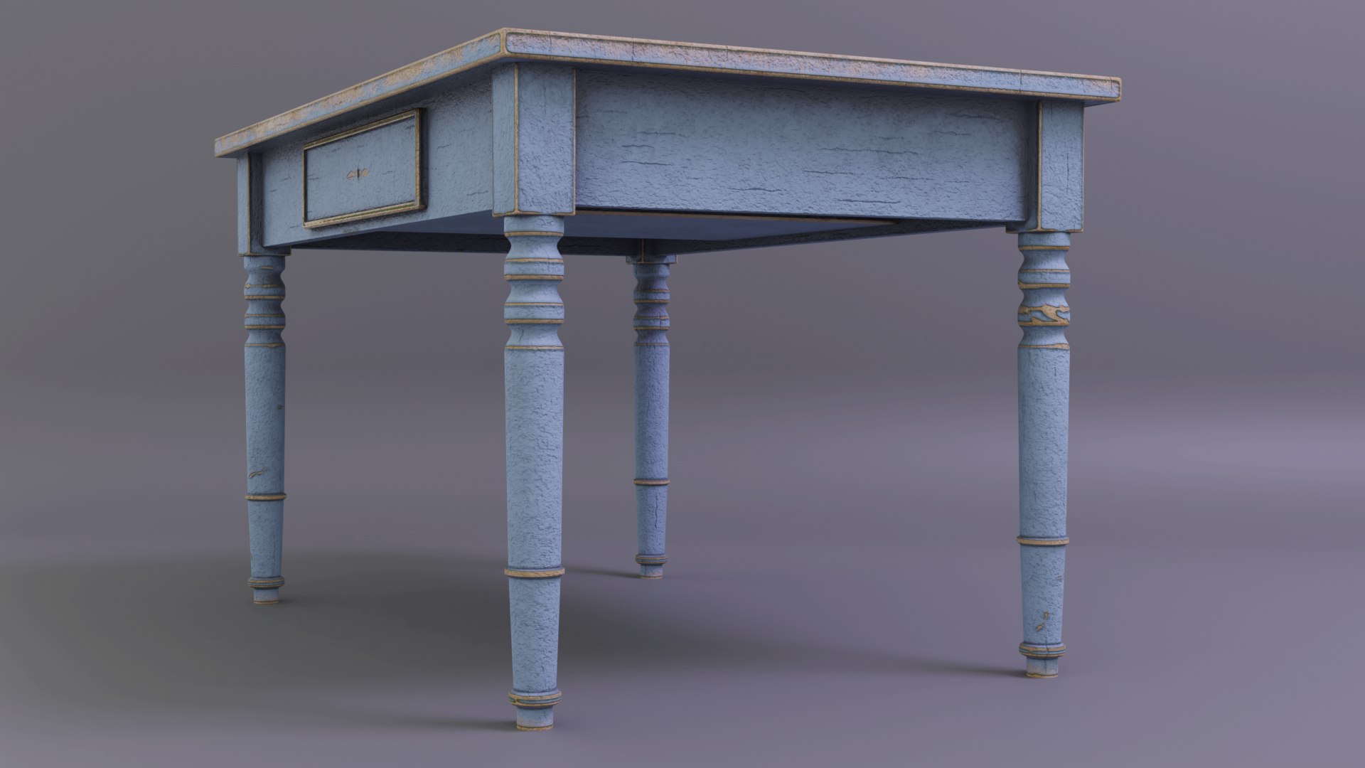 Old Blue Table 3D Model - TurboSquid 2016049