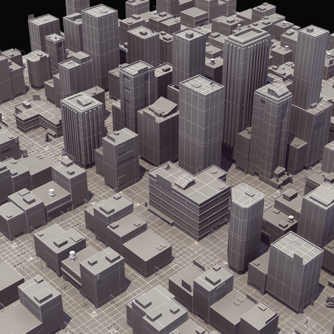 3d model urban city scene trees