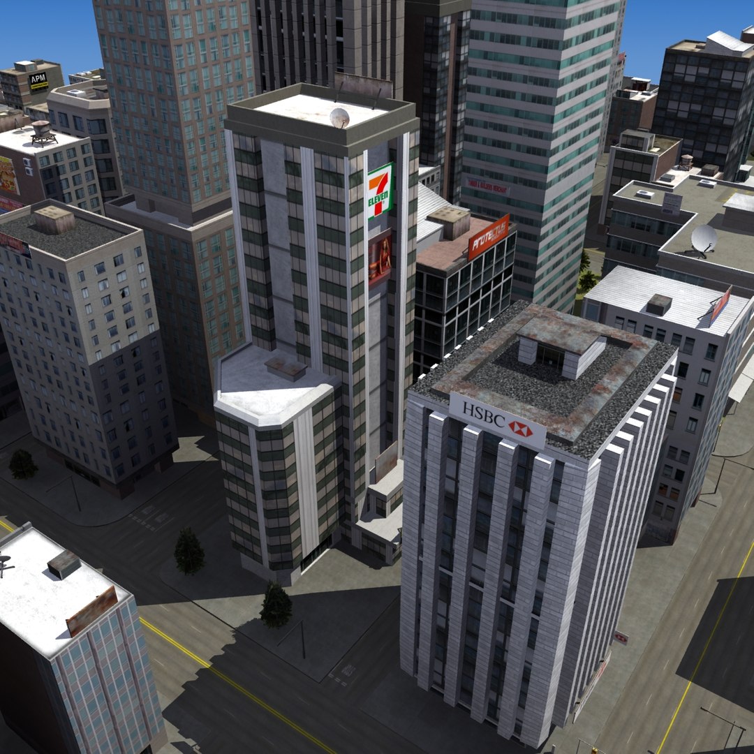 3d Model Urban City Scene Trees