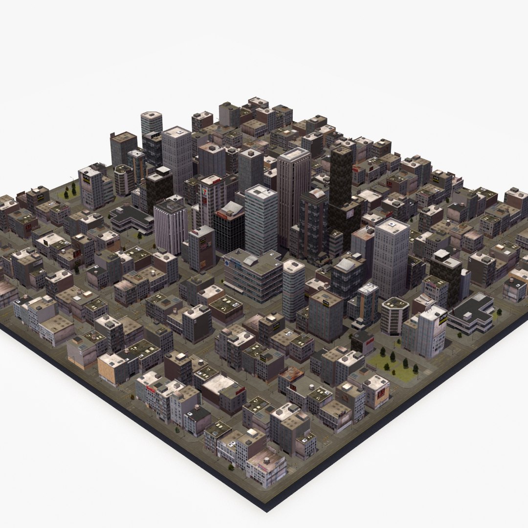 3d Model Urban City Scene Trees