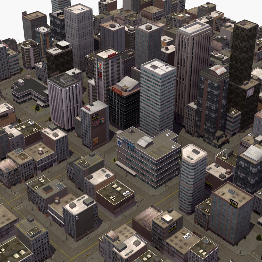 3d model urban city scene trees